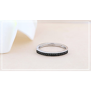 Dazzlingrock Collection Round Black Diamond Stackable Wedding Band for Women (0.10 ctw) in 925 Sterling Silver, Size 7