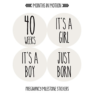Months In Motion Weekly Pregnancy Growth Stickers | Week to Week Pregnant Expecting Photo Prop | Maternity Keepsake | Baby Bump | Weekly Stickers Photo (Set of 36 Stickers)