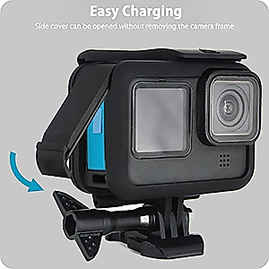FitStill Protective Accessories Kit Frame Mount Housing Case Compatible with Go Pro Hero 9/10/11 Black,Charged Directly,Vlog Cage Case with Side Cover & Lens Caps &Quick Pull Movable Socket and Screw