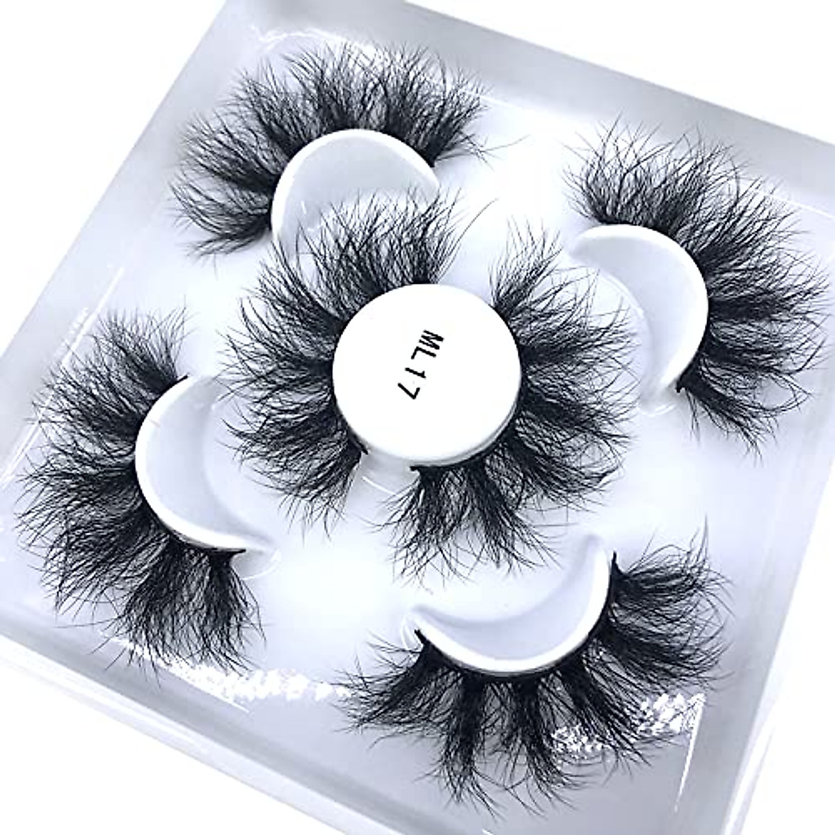 HBZGTLAD Reusable mink eyelashes 25mm lashes fluffy messy 3D mink lashes wholesale 3 pairs natural Long Thick false eyelashes extension (ML17)