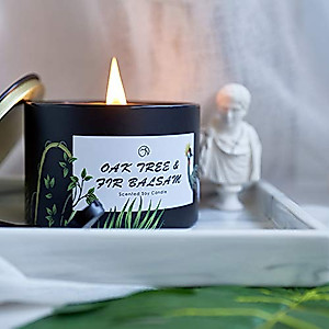 Chloefu LAN Christmas Festival Candle, Oak Tree & Fir Balsam Scented Candle, Smoky Cedarwood Oakmoss, Large Luxury Soy Candle, Highly Scented, 90 Hours Long Burning, 12.4 Oz Wood Wicked Candles