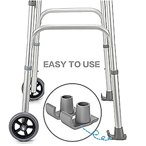 Agrish 4-Pack Walker Glide Skis - Durable and Smooth Rolling Mobility Aid Accessory for 1 1/8 Inch Tubes - Universal Fit Walker Feet Replacement, 4 Counts