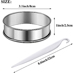 English Muffins Mold, Aulufft 16 Pieces Stainless Steel Double Rolled Rings 3.15 Inch Crumpet Rings Circular Round Muffin Tart Ring Molds for Home Food Baking + 1 Piece Cake Mold Knife1