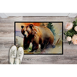 Caroline's Treasures DAC2924JMAT Grizzly Bear Doormat Front Door Mat Indoor Outdoor Rugs for Entryway, Non Slip Washable Low Pile, 24H X 36W