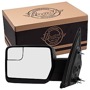 Drivers Manual Side View Mirror w/Spotter Glass Textured Pedestal Type Replacement for 09-14 Ford F-150 Pickup Truck BL3Z17683AA