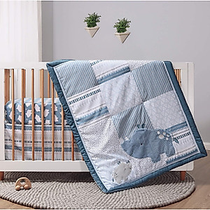 The Peanutshell Crib Bedding Set for Boys or Girls, Unisex 3 Piece Blue Rhino Nursery Collection