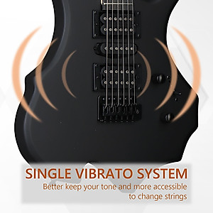 Ktaxon Burning Fire Design Electric Guitar Kit, 39-inch HSH Pickup Electric Guitar Beginner Guitar Set with Amplifier, Rosewood Fingerboard, 5-Ways Pickup Switch (Matte Black)