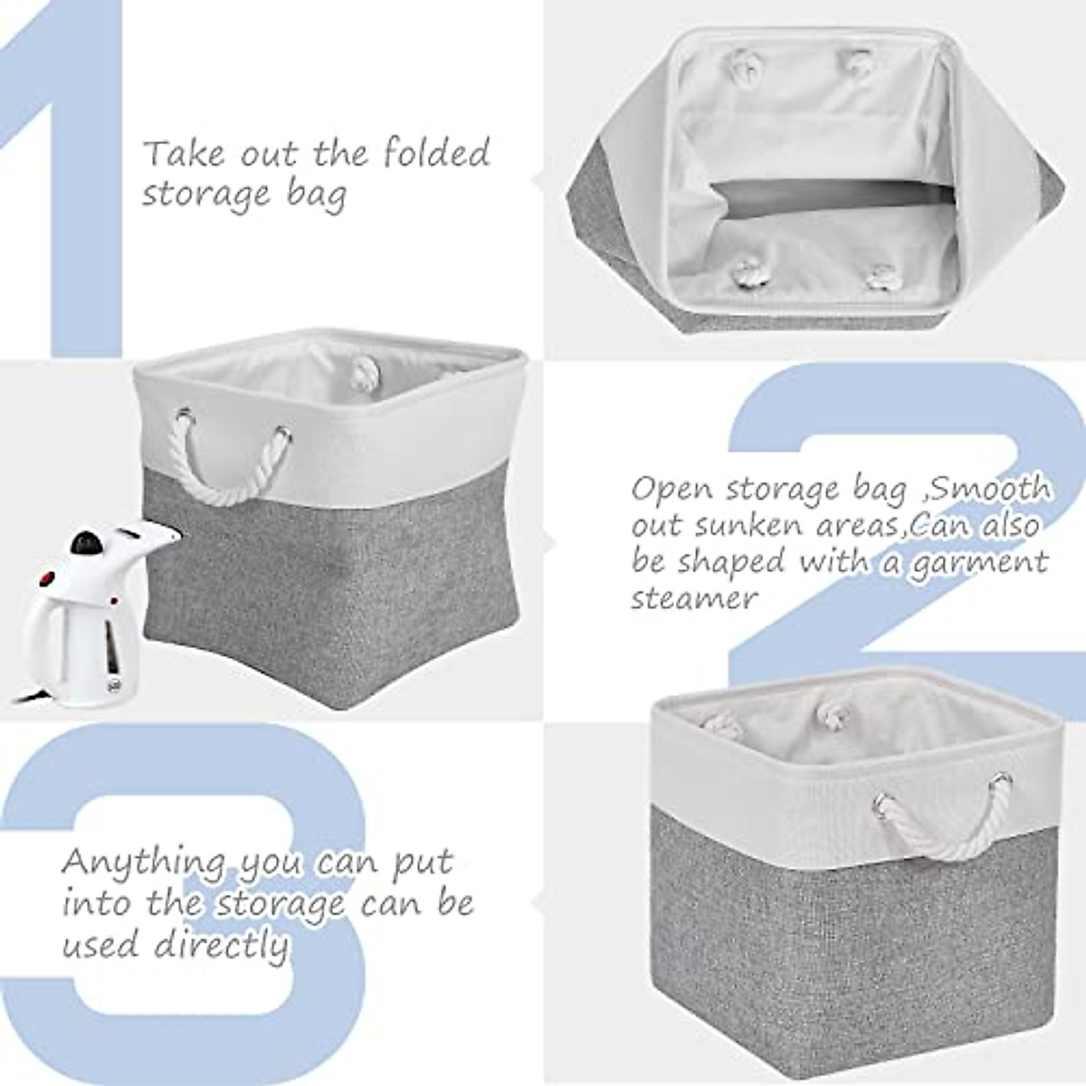 FinishingBo Fabric Cubes Storage Basket, 6 Pack 11x11 in with Handles Foldable Cube Storage Bins, for Shelves, Home, Office, Nursery Organizers