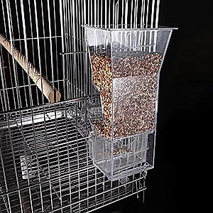 Bird Cage Automatic Feeder,Acrylic High Capacity Bird Food Dispenser Parrot Feeder Cage Accessories for Parakeet Canary Cockatiel Finch