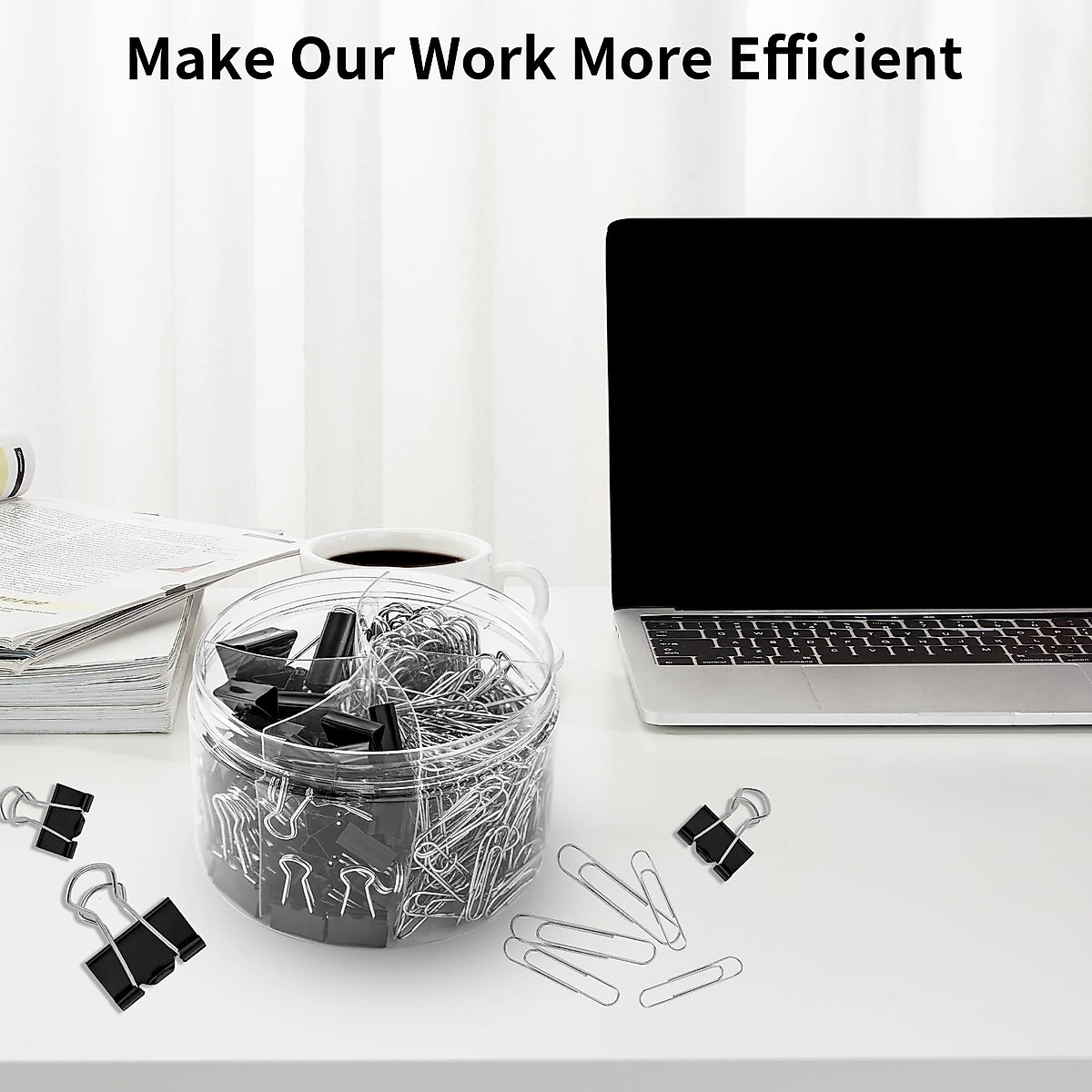 340PCS Paper Clips Binder Clips Paperclips Small Binder Clips Paper Clips Assorted Sizes (Black)