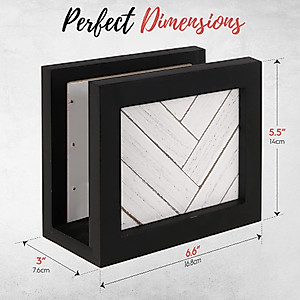 Autumn Alley Modern Farmhouse Napkin Holder for Table - Cute Black White Napkin Holder in Rustic Shiplap Pattern - Upright Napkin Holders for Farmhouse Kitchen Décor