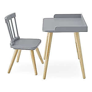 Delta Children Essex Kids' Desk & Chair Set-Greenguard Gold Certified-Ideal for Arts & Crafts, Snack Time, Studying-for Ages 4 Years+, Grey/Natural