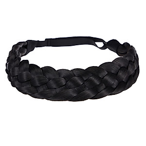 TOECWEGR 5 Strands Synthetic Hair Braided Headband Hairpiece Classic Chunky Wide Plaited Braids ElasticMulti Color Headband Ladies Beauty Hair Accessories …