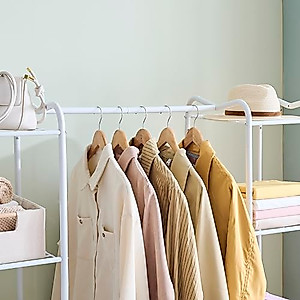 Gewudraw Wardrobe Closet with 8 Metal Shelves, Freestanding Garment Rack, Heavy Duty Clothing Rack For Hanging Clothes, Portable Clothes Rack, Closet Organizer White