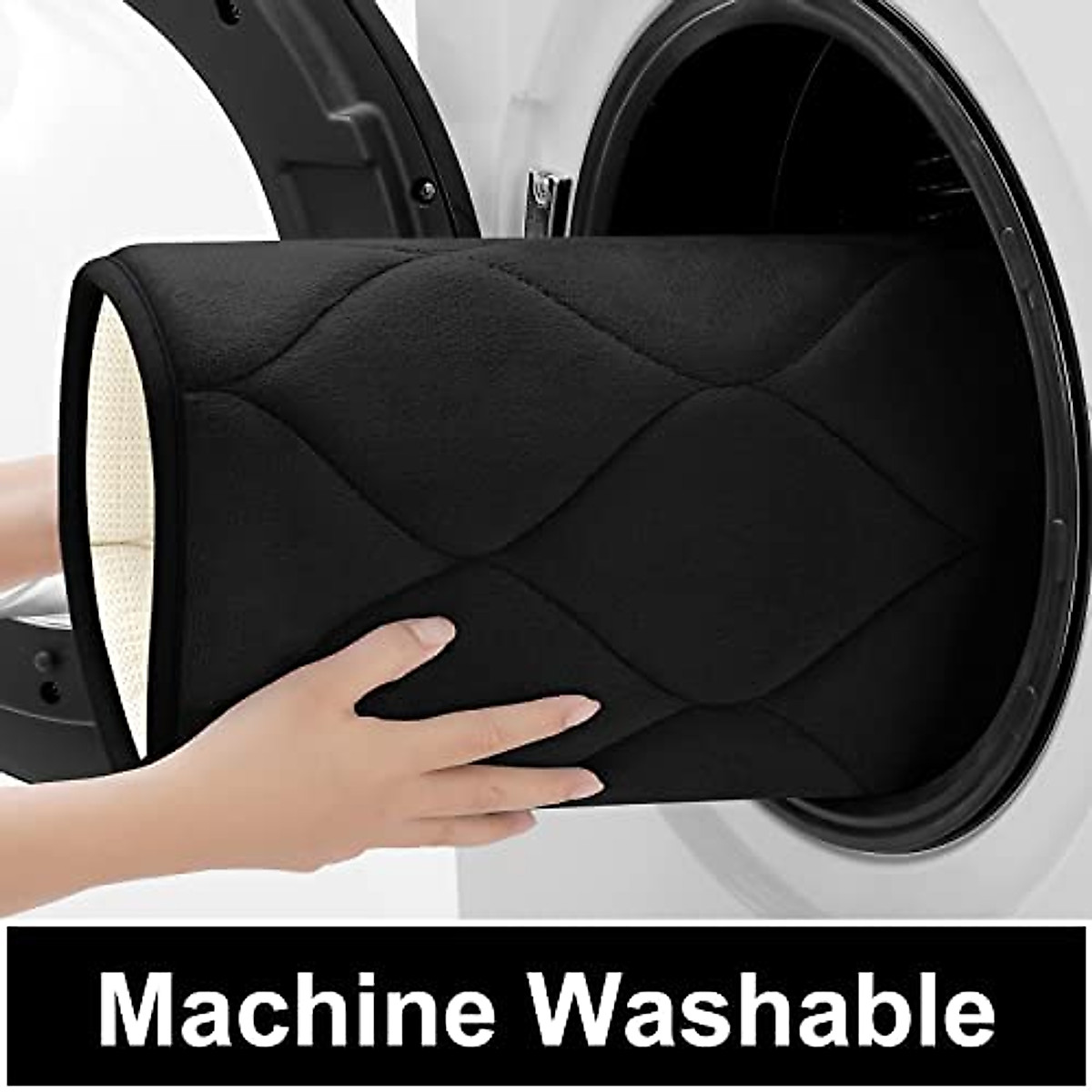 Colorxy Memory Foam U-Shaped Toilet Rugs, Ultra Soft & Non-Slip Bathroom Rugs, Water Absorbent and Machine Washable Toilet Bath Mat, Commode Contour Bath Rugs for Toilet, 24''x20'', Black