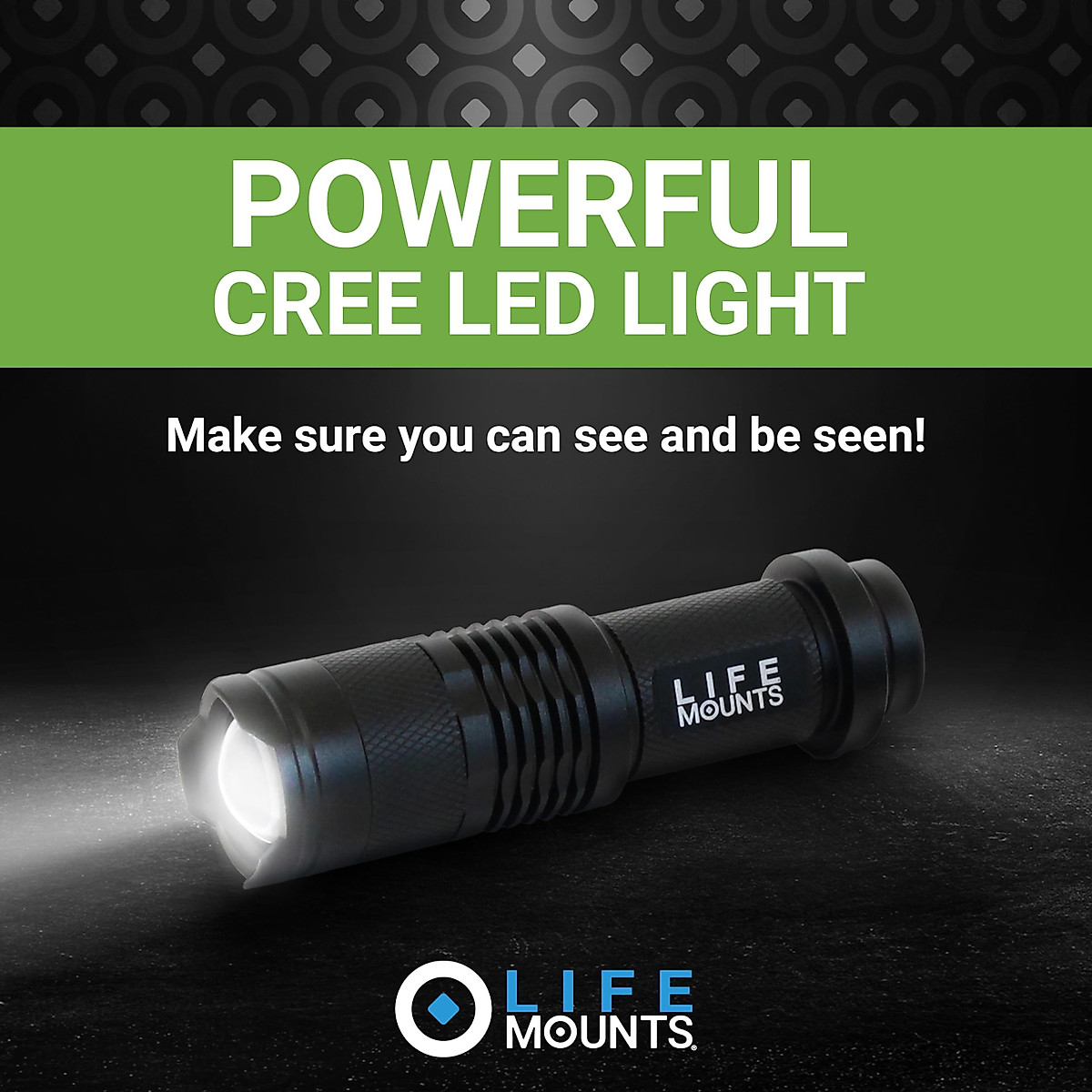 The Original LED Stroller Light and Universal Mount by Life Mounts - Fits All Stroller Brands - (Black)