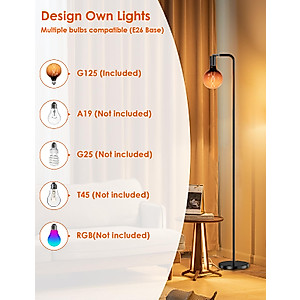 YIKBIK Modern Floor Lamps with Light Bulb, Industrial Floor Lamp for Living Room 5" Light Bulb 69" Tall Bright Warm White Standing Lamp, E26 Socket, On/Off Foot Switch for Office Bedroom