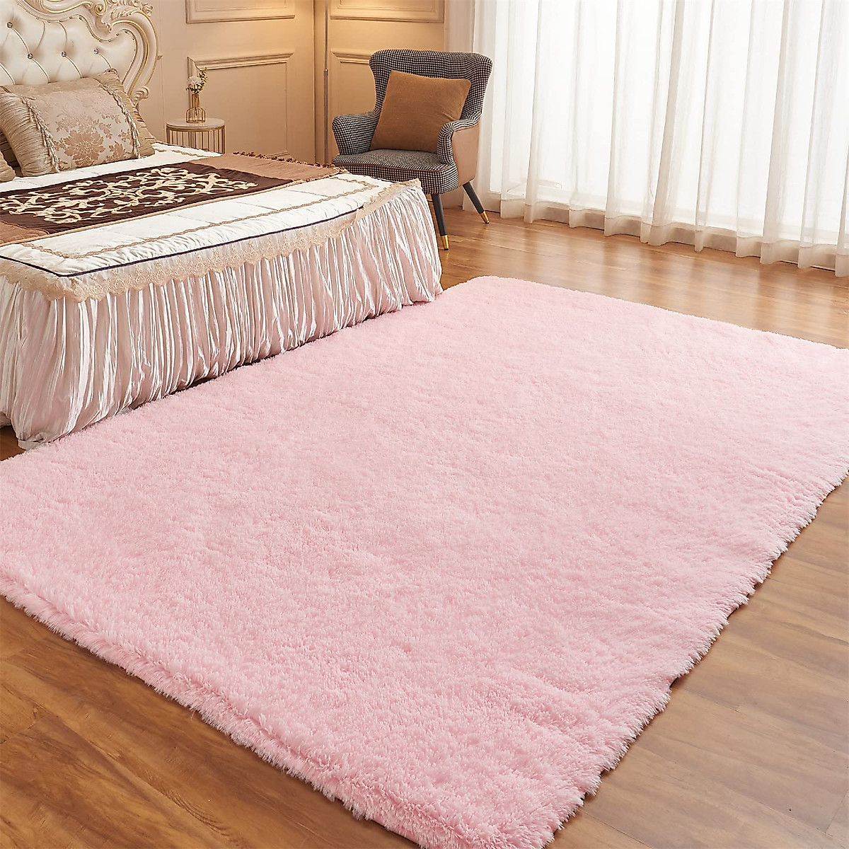Arbosofe Area Rugs Shaggy Rugs Fluffy Carpets, 8x10 Feet Pink, Modern Plush Carpets for Living Room Bedroom for Kids Girls and Boys, Playroom, and Nursery Room Home Decor