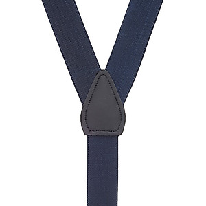 Suspender Store Solid Color Suspenders - 1-Inch Wide Elastic - Y-Back - Clip - 42" for 5'0" to 5'9" tall - Navy