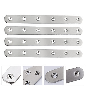 VILLCASE 4pcs Stainless Steel Connection Heavy Duty Shelving Flat Mending Plate Stainless Steel Corner Shelf Support Heavy Duty Shelf Brackets Heavy-duty Bracket Metal Corner Bracket