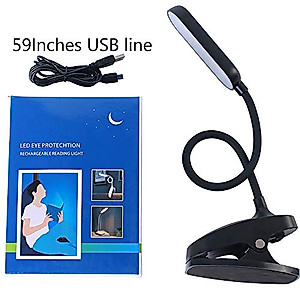 COLORLIFE Desk Lamp Battery Operated Rechargeable Clip On Reading Light Light up to 100 hrs Flexible Gooseneck Cordless Dimmable Lamp for Desk Bed Headboard Piano (Black)