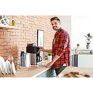 Mind Reader Carousel Cup and Lid Organizer, 4 Compartment, Silver Metal Mesh, 8" L x 8" W x 12" H