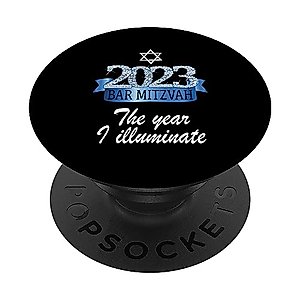 2023 Bar Mitzvah Quote Festive Black Blue Decor PopSockets Standard PopGrip
