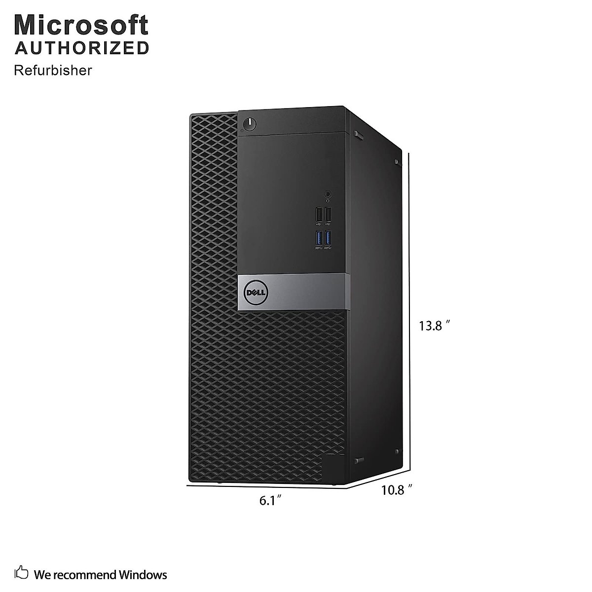 Dell OptiPlex 5040 Tower High Performance Business Desktop Computer, Intel Quad Core i5-6600 up to 3.9GHz, 32G RAM, 256G+2T, WiFi, BT, 4K Support, DP, HDMI, Windows 10 Pro 64 En/Sp/Fr(Renewed)