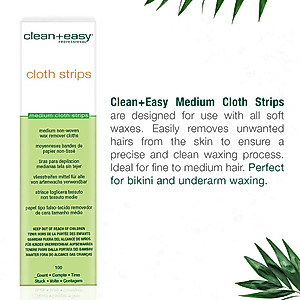 Clean + Easy Cloth Strips, Medium Non-Woven, Wax Remover Cloths, 100-ct, 1-pack