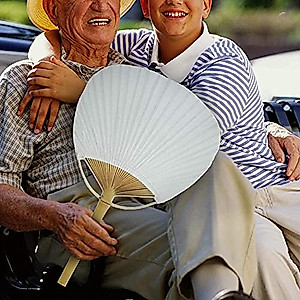 Vwey 3 Pcs Lot White Paddle Fan -Decorative Fans - Paper Party Decorative Electric Home Portable Wall Fans Decorative Fans Hand Lace White Japanese Cattail Paper Drawer Desktop Connec, X-Large