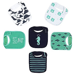Maiwa Waterproof Cotton Baby Bibs for Boys for Drooling Teething Feeding 6 Pack