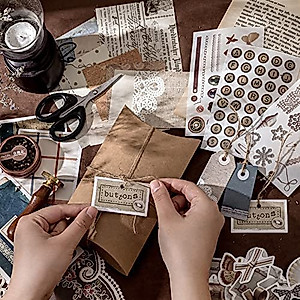 Yodely Vintage Scrapbooking Supplies, Junk Journal Supplies Kit DIY Journaling Aesthetic Stickers Vintage Antique Retro Natural Collection for DIY Scrapbook Planners Diary Journals Embellishment