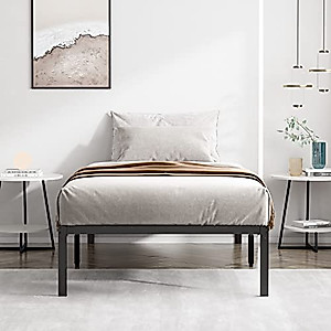 Lamhorm Heavy Duty Twin Size Bed Frame, 14" High Metal Platform Single Bed Frames for Kids, Easy Assembly, Sturdy, Non-Slip, No Box Spring Needed(Twin)