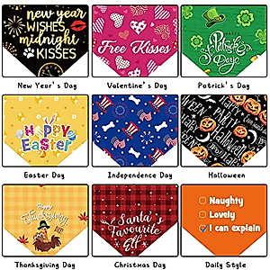 9 Pieces Holiday Dog Bandanas Halloween Dog Bandanas Thanksgiving Christmas Dog Handkerchief Adjustable Large Pet Scarf Washable Dog Scarves for Dog Costume Supply (Cute Pattern)