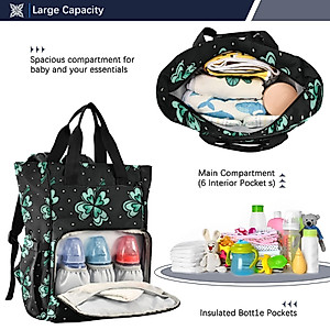Jihqo Diaper Bag Backpack Cute Patricks Clover Travel Diaper Bags for Women, 10L Functional Baby Changing Bag with Insulted Pockets, Stroller Straps