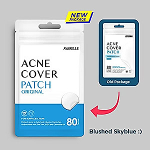Avarelle Pimple Patches (40 Count) Hydrocolloid Acne Cover Patches | Zit Patches for Blemishes, Zits and Breakouts with Tea Tree, Calendula and Cica Oil for Face | Vegan, Cruelty Free Certified, Carbonfree Certified (40 PATCHES) (MEDIUM, 80)
