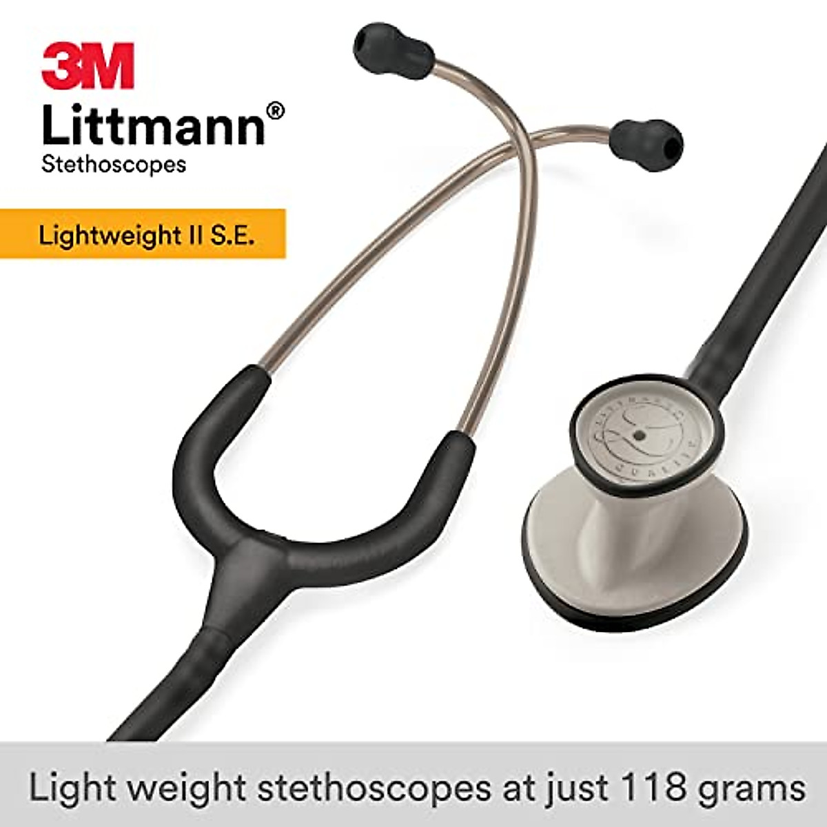3M Littmann Lightweight II S.E. Stethoscope, Black Tube, 28 Inch, 2450
