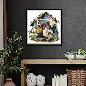 Stalente Diamond Painting Kits for Adults, Rooster 5D DIY Diamond Art Kits for Beginners Round Full Drill Diamond Painting for Home Wall Decoration Gift 12×12inch, Chicken