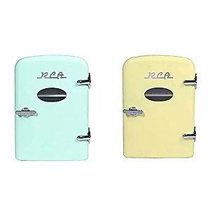 RCA RMIS129-MINT Mini Fridge, Mint, 0.15 cubic feet & RMIS129-YELLOW Mini Fridge, Yellow, 0.3 Cubic Feet