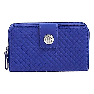 Vera Bradley Iconic RFID Turnlock Wallet in Gage Blue Microfiber