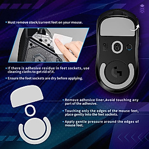 TALONGAMES Rounded Curved Edges Mouse Feet Skates pads Compatible with Logitech G PRO X Superlight Wireless Gaming Mouse Feet Replacement (0.8mm, Smooth, Pure White PTFE) Pro Performance Upgrade