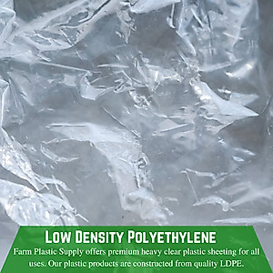 Farm Plastic Supply - Clear Plastic Sheeting - 4 mil - (6' x 100') - Thick Plastic Sheeting, Heavy Duty Polyethylene Film, Drop Cloth Vapor Barrier Covering for Crawl Space