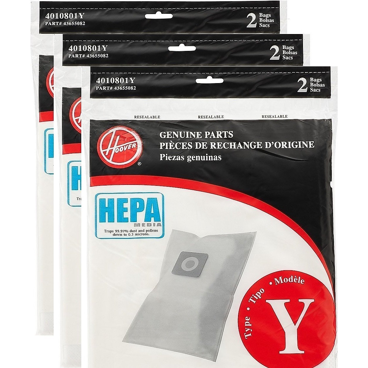 Hoover Type Y HEPA Bag (6-Pack), AH10040
