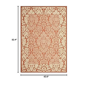 SAFAVIEH Courtyard Collection 5'3" x 7'7" Terracotta / Natural CY2727 Indoor/ Outdoor Waterproof Easy-Cleaning Patio Backyard Mudroom Area-Rug