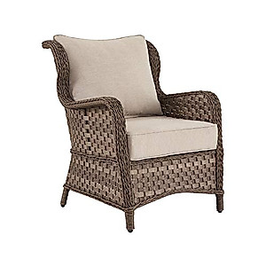 Signature Design by Ashley Clear Ridge Outdoor Handwoven Wicker Cushioned Lounge Chair 2 Count, Light Brown