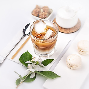 ECODECO 4 Cocktail Glasses - 9 Ounce - Gibraltar Old Fashioned Rocks Tumblers - w/Straws