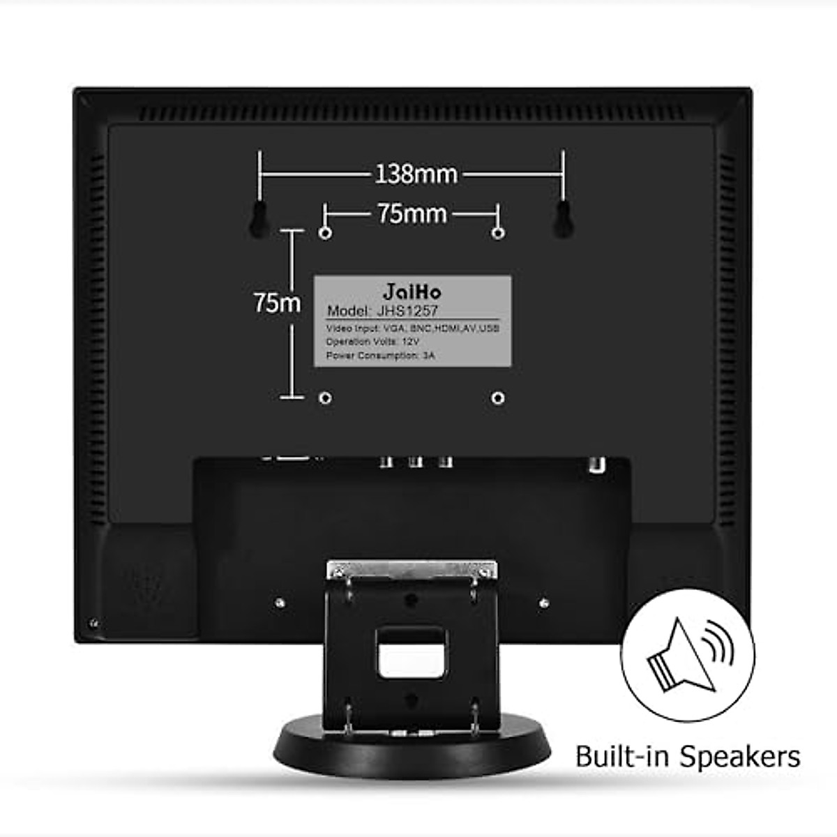 JaiHo 14 Inch LCD Security CCTV Monitor, 1024x768 4:3 Resolution Color TFT LCD Display Screen with HDMI/VGA/BNC/AV Ports for Surveillance Camera, STB and Other Video Equipment, Built-in Speaker