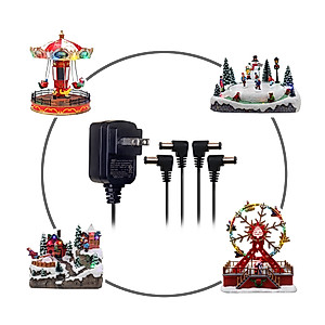 UL DC 4.5V 800mA Adapter with 4 Output Jacks for Christmas Village Displays - Not Compatible with Lemax Village