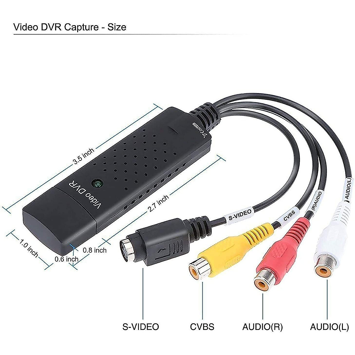 VHS to Digital Converter, USB 2.0 Video Capture Card,Old VHS VCR Mini DV Hi8 DVD to Digital Converter for MAC/PC,RCA to USB Video Converter,TV Tape Player Camcorder Windows Mac Compatible