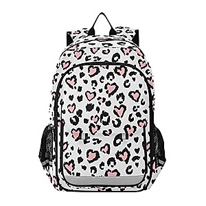 ALAZA Leopard Print Cheetah Jaguar Pink Heart Laptop Backpack Purse for Women Men Travel Bag Casual Daypack with Compartment & Multiple Pockets